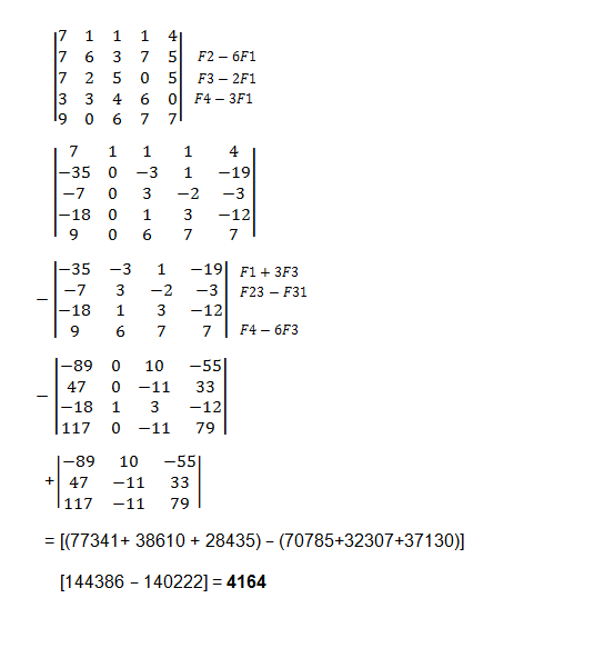 Aprendizaje Matemático: Resolución de la determinante de una matriz (5x5)