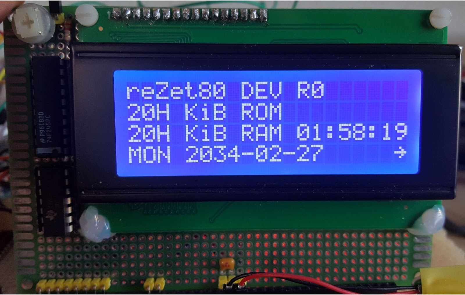 reZet80: Connecting to a 20x4 LCD display