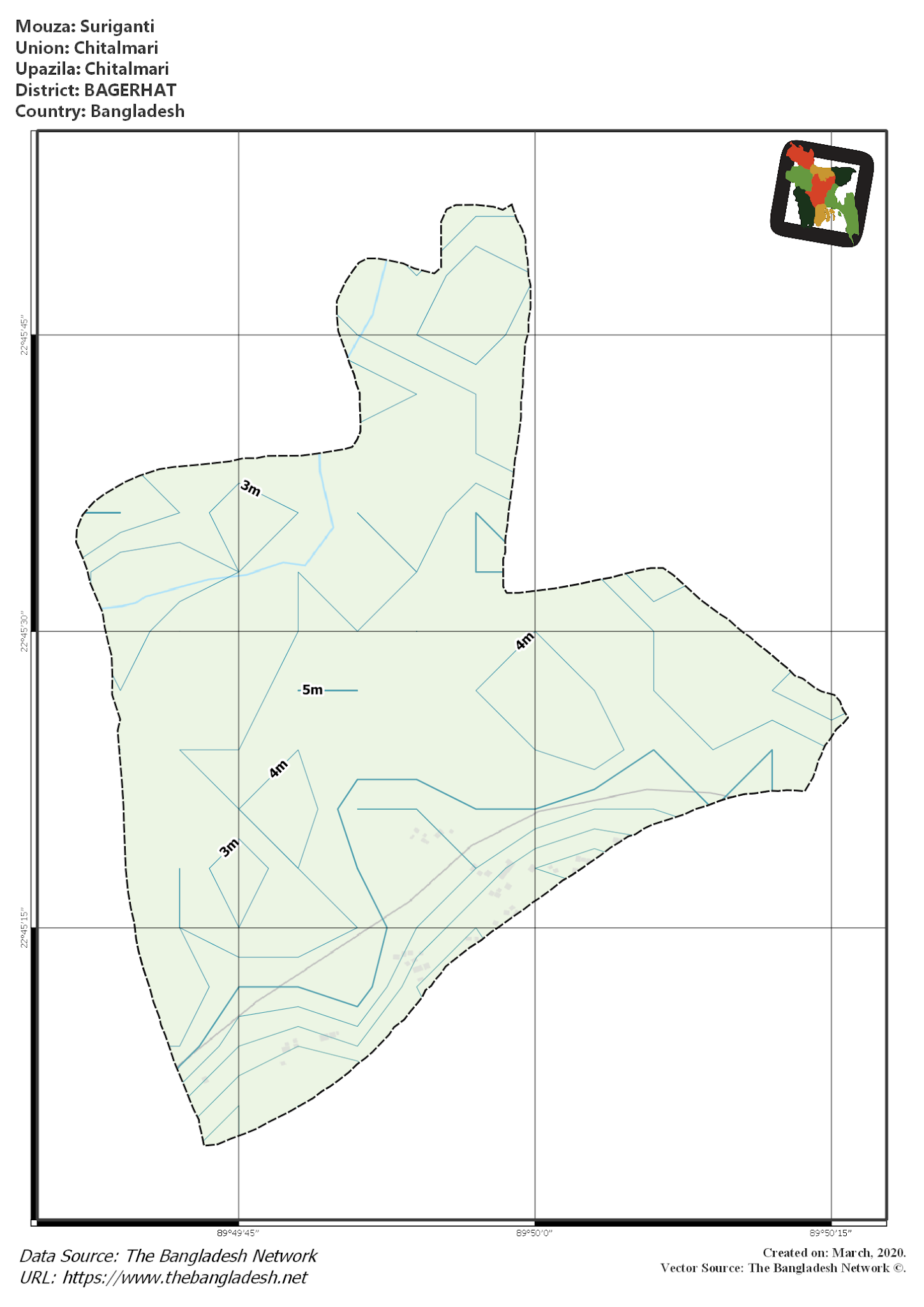 Map of Suriganti Mouza, Chitalmari, Bagerhat