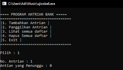 Contoh Program Queue C++ Antrian Bank Sederhana - Adi Informatika