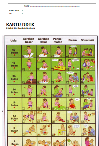 Format DDTK (Deteksi Dini Tumbuh Kembang) Anak PAUD/TK ~ Secercah Ilmu