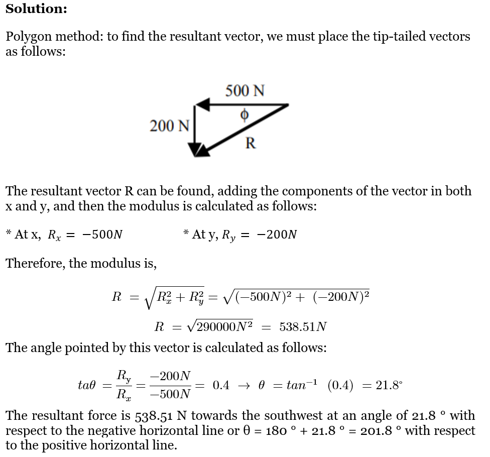 16. A downward force of 200 N acts simultaneously with a 500-N force ...