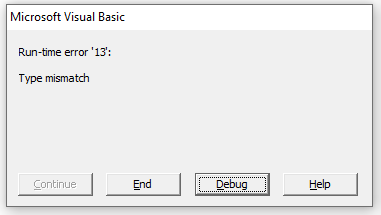 Excel-VBA Solutions: Type Mismatch Error (Run Time Error 13) When ...