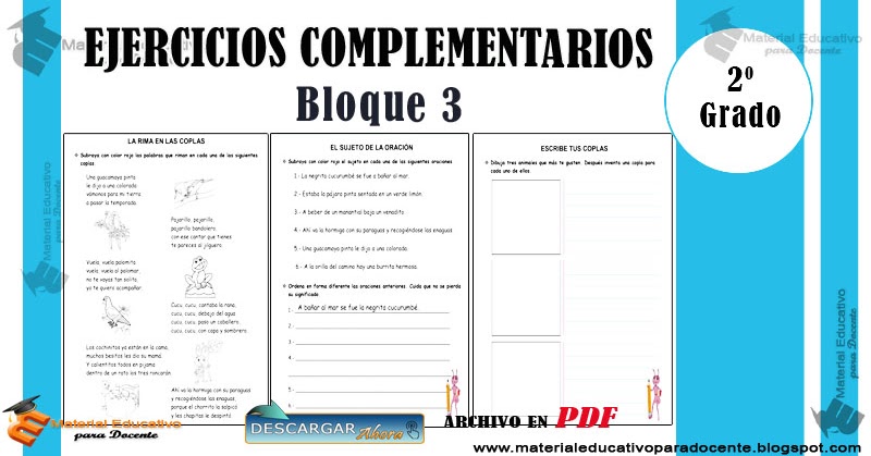 Material Educativo: Ejercicios Complementarios Bloque 3 Segundo Grado