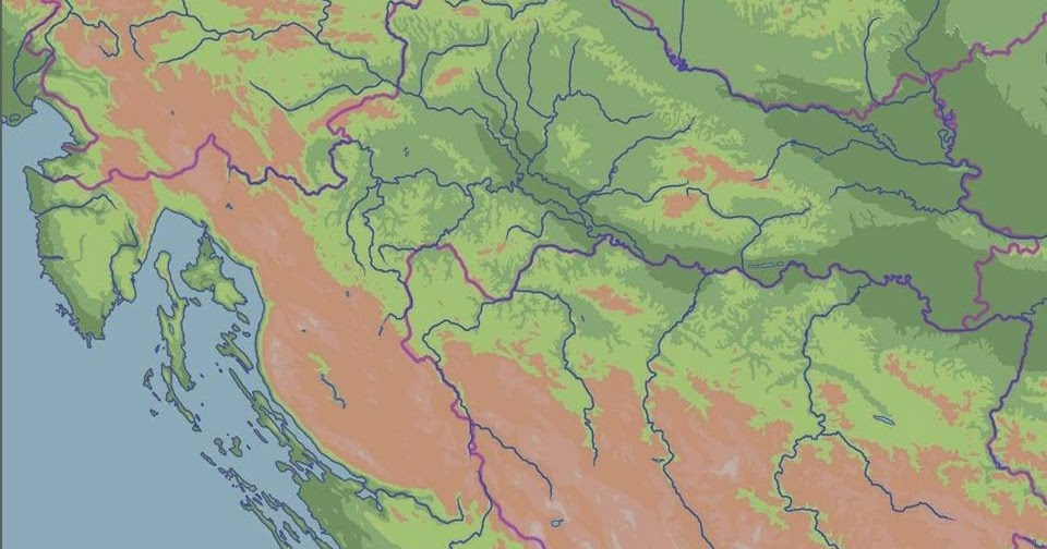 Geografija OŠ Kantrida Rijeka: Hrvatska (slijepa karta - reljefna)