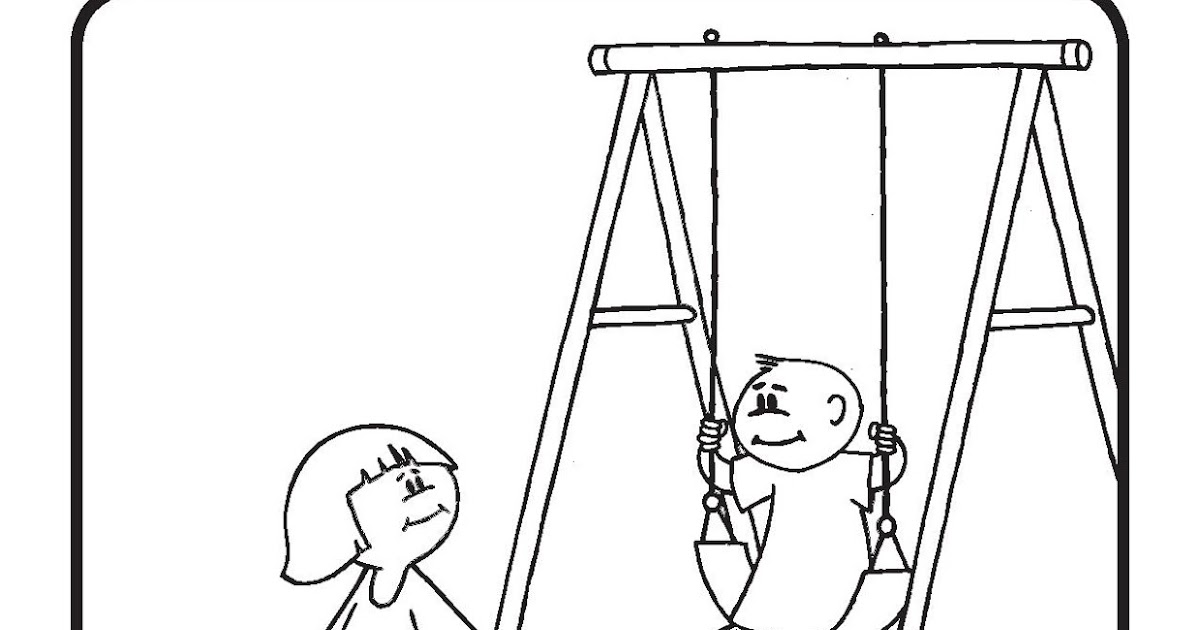 Pinto Dibujos: Niño en columpio para colorear