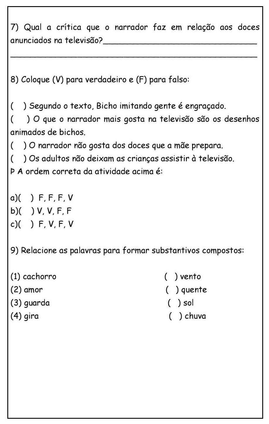 Interpretação e gramática Atividade de língua portuguesa para trabalhar ... Interpretação e gramática Atividade de língua portuguesa para trabalhar ...