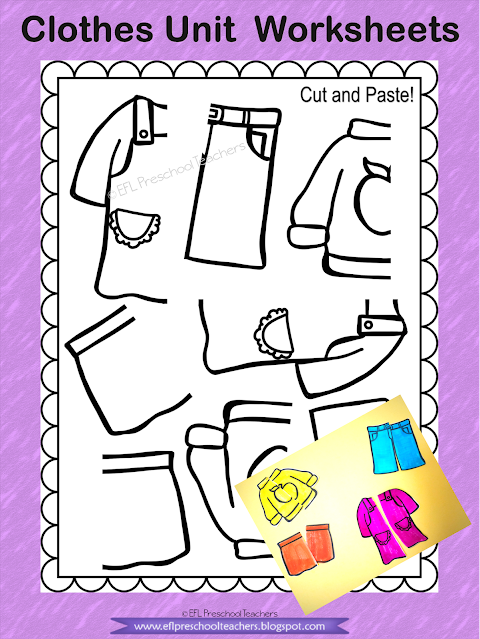 ESL/EFL Preschool Teachers: Clothes Unit Worksheets for the ESL Student