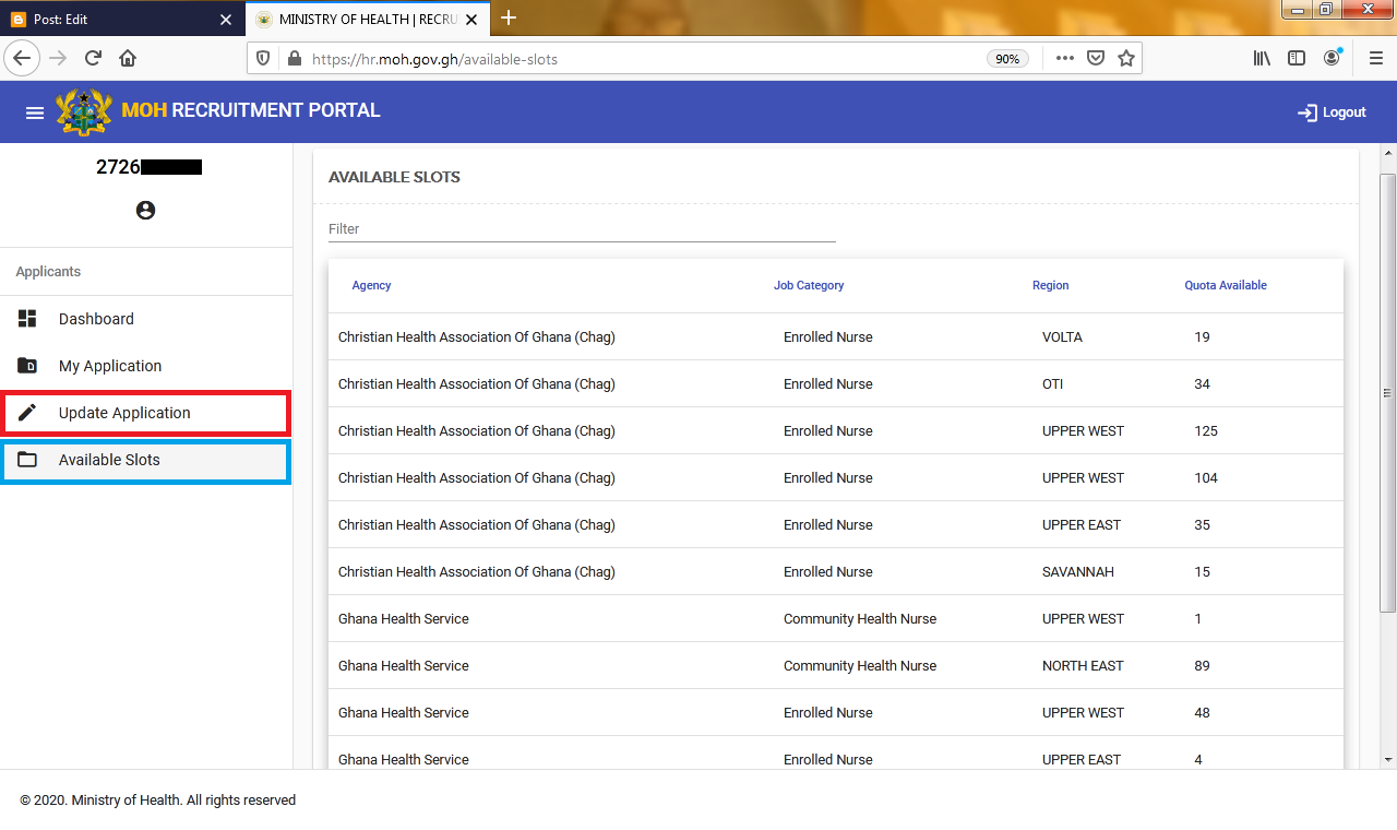 How to fill the MOH online Recruitment portal with Pictures