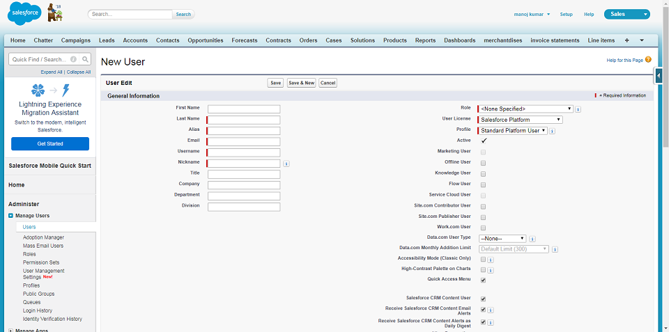 Profile And User in salesforce - SALESFORCE LEARNER