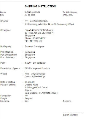 Welly Brodus: Shipping Instruction