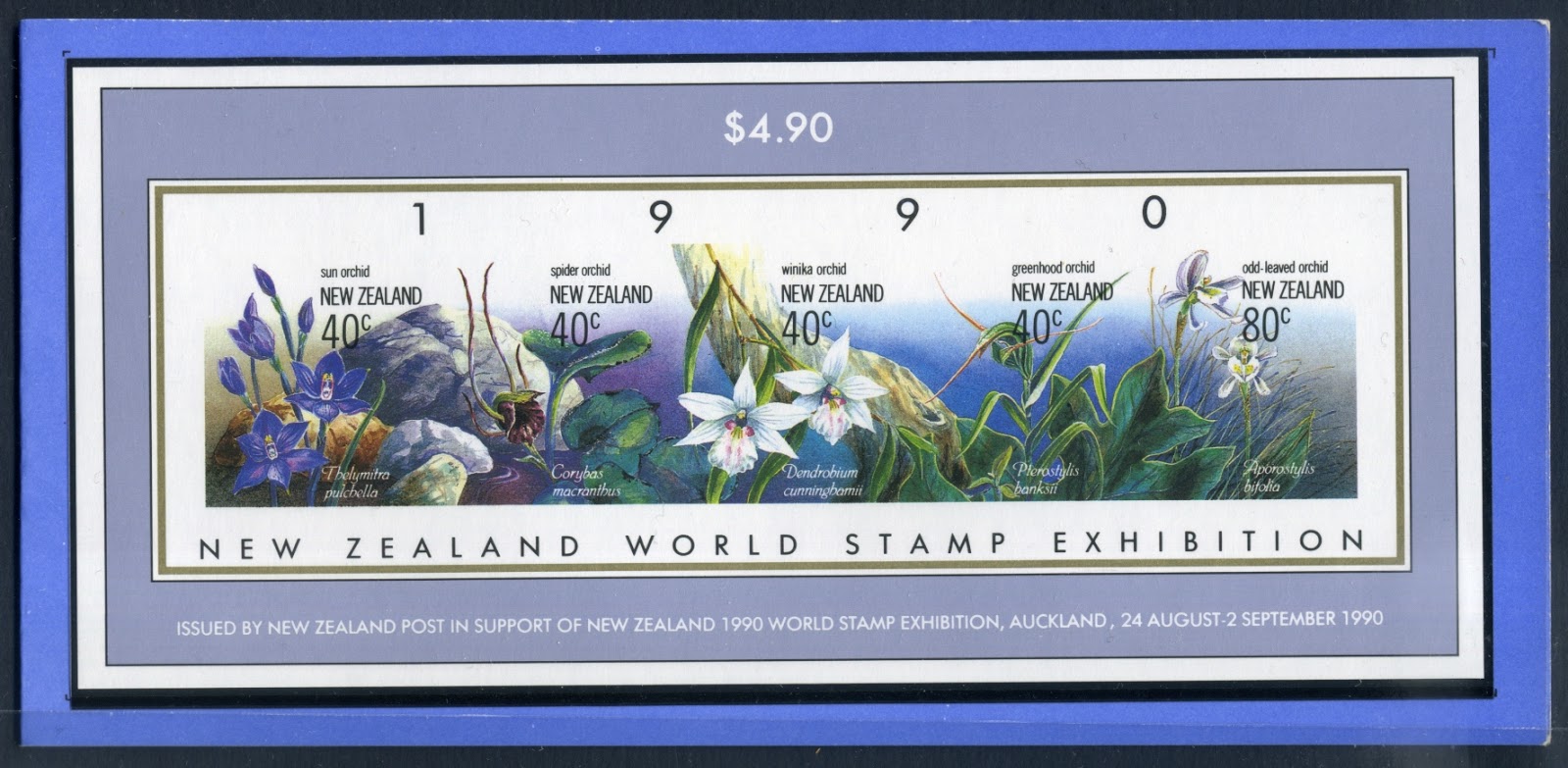 1990 New Zealand World Stamp Exhibition Native Orchids