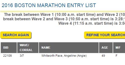 Keeping Pace: The Boston Marathon! Bib and Corral Numbers Assigned!