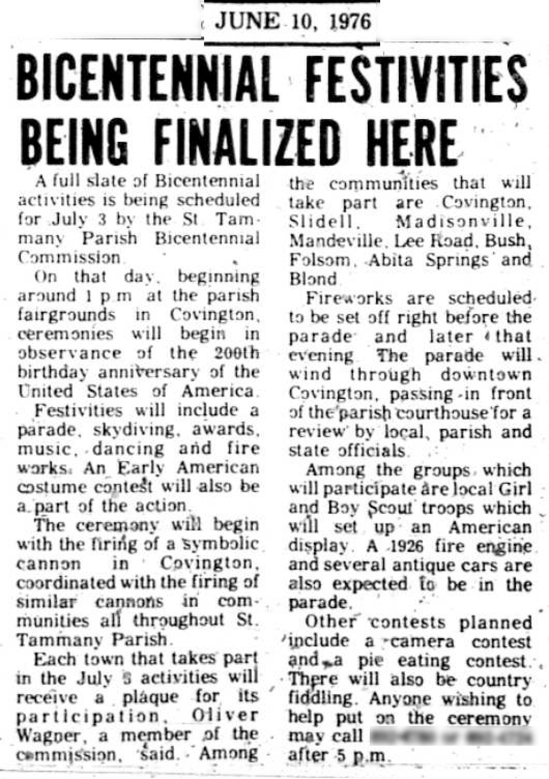 Tammany Family: National Bicentennial Celebration 1976