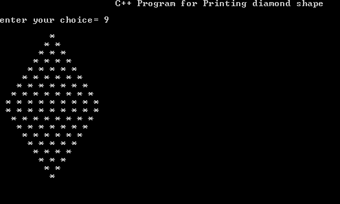 Diamond shape program of c++ using For loop | Programming BLog