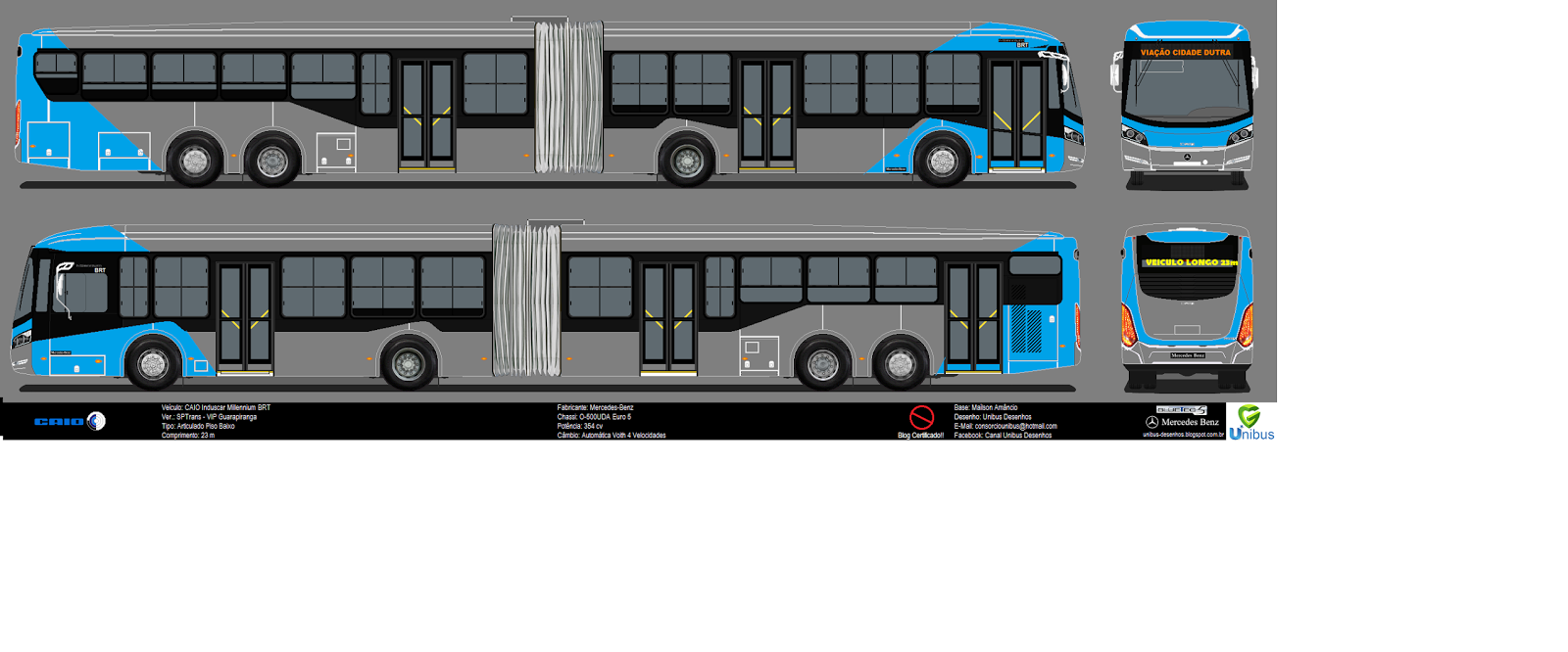 Desenhos SP Bus: CAIO BRT SUPER ARTICULADO MERCEDES - BENZ