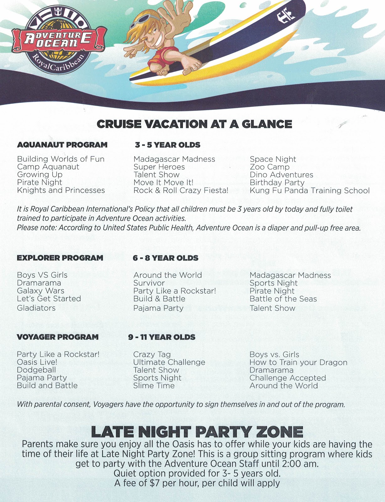 Royal Caribbean's ~ Adventure Ocean Planners for Oasis of the Seas on a ...