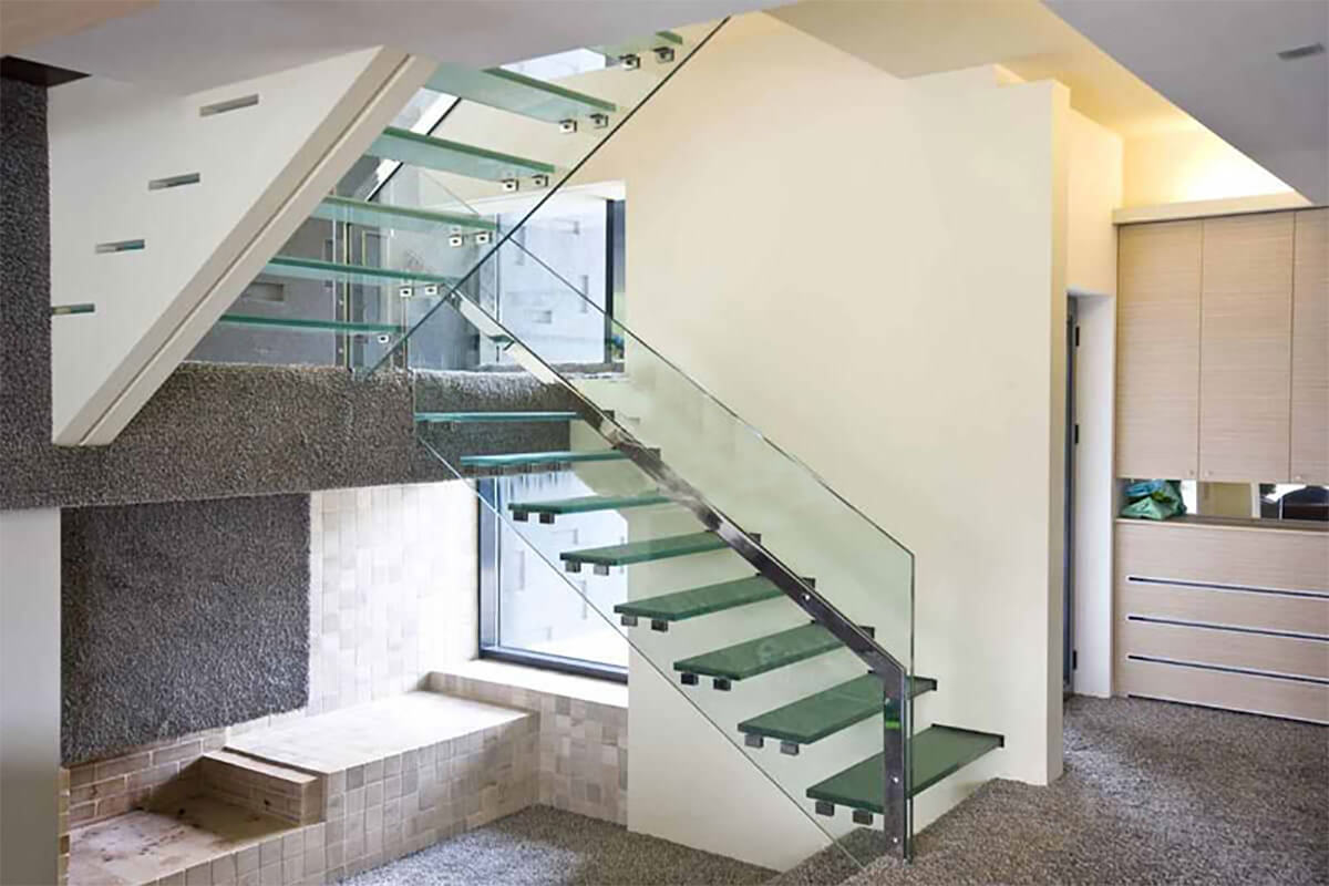 Transparent glass staircase - Glass Floor Panel