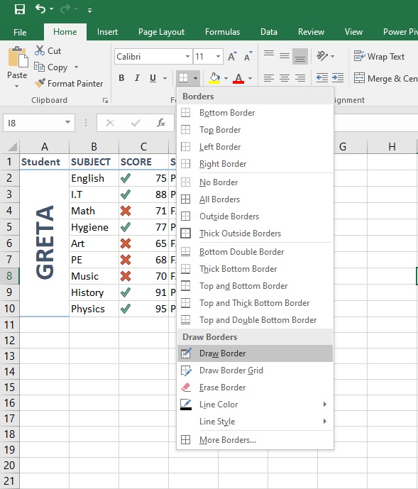 How to create a student result sheet in Excel