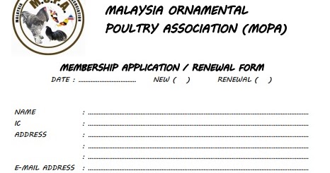 anizam agrofarm: Borang Malaysia Ornamental Poultry Assosiation (MOPA)