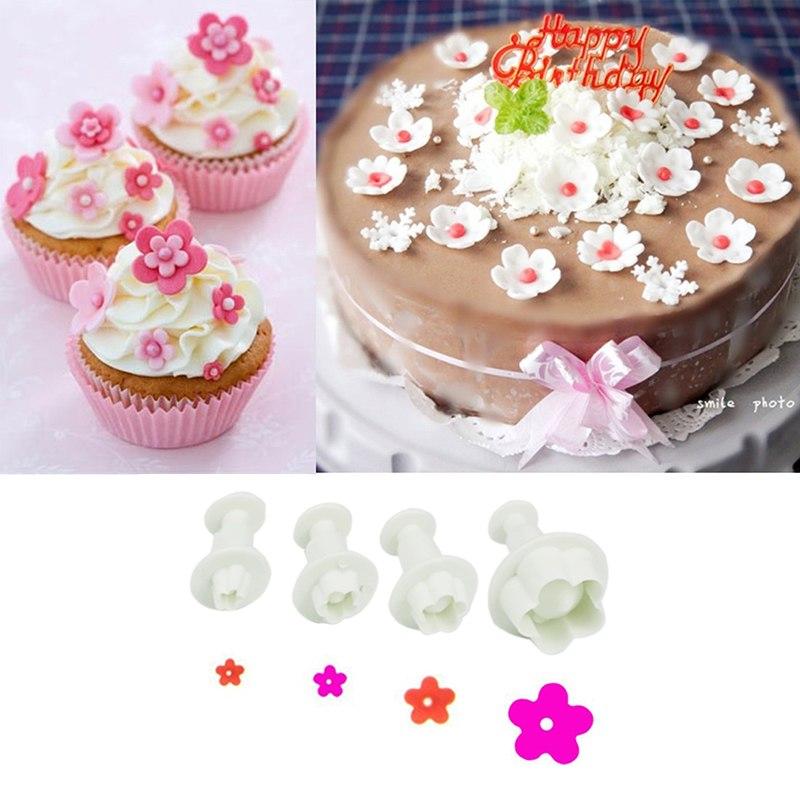 4 pieces Flower Plunger Cutter Sugarcraft Cake Decorating