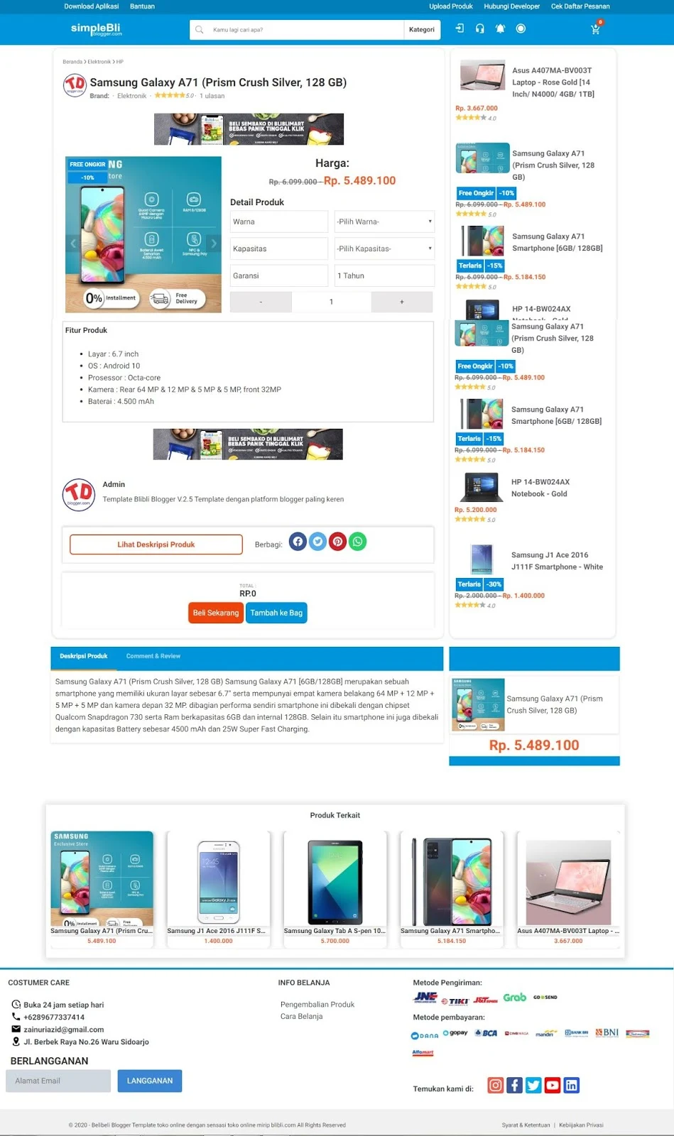 Telah Hadir Template Blogger Jual Beli Online Mirip Blibli.com