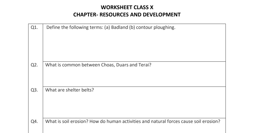 APSG: Revision worksheet for Resource and development..grade 10