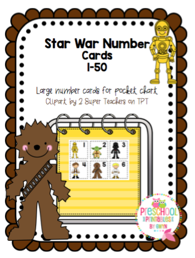 Star War Number Cards 1-50 ~ Preschool Printables