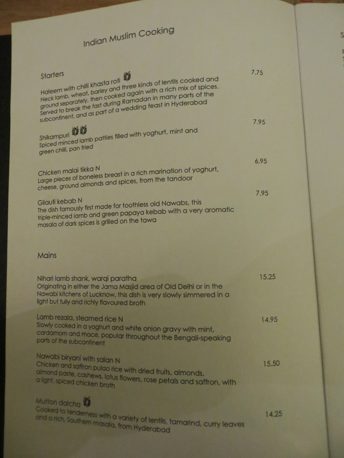 Snig's Kitchen: Babur's Indian Muslim Cooking Menu