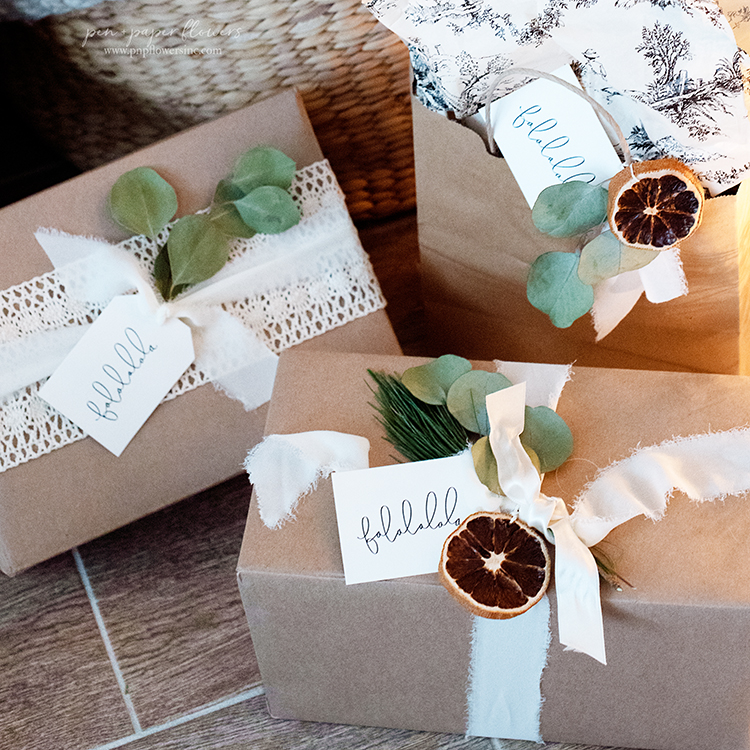 Pen + Paper Flowers: STYLING | Neutral + Natural Gift Wrapping Ideas