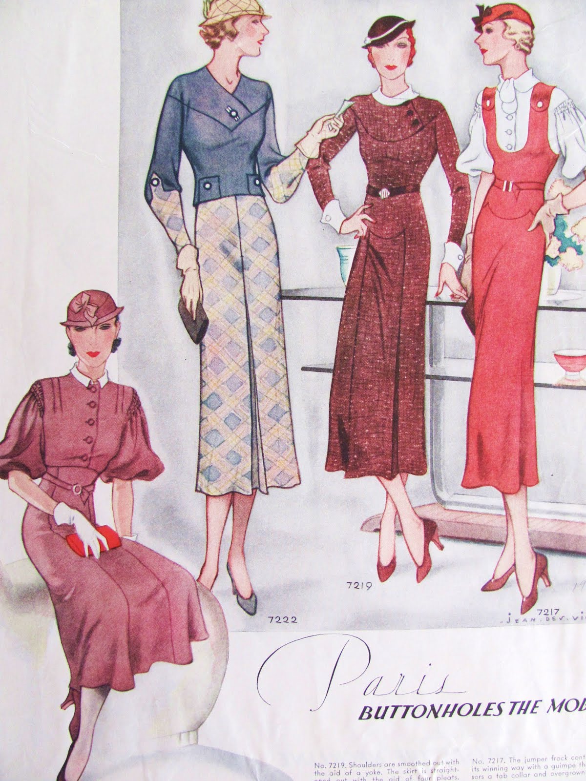 Pintucks: Paris Buttonholes the Mode: 1930's