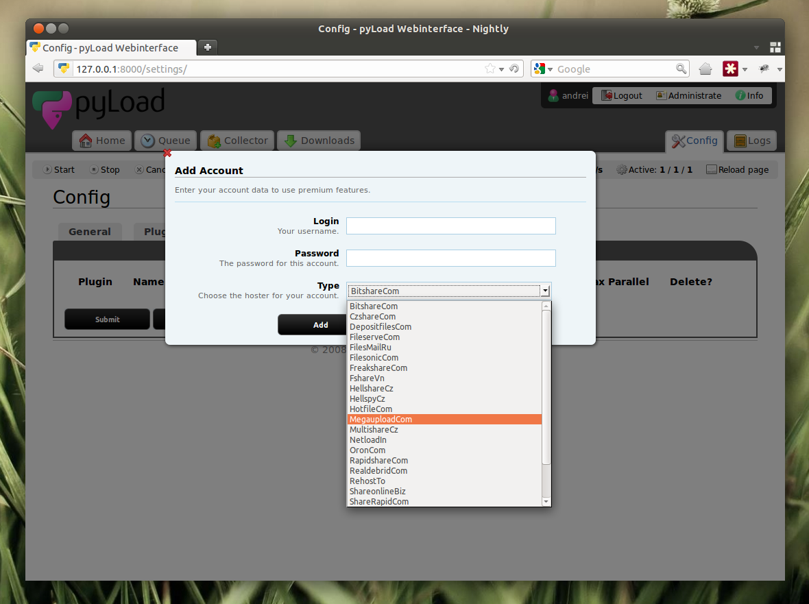 pyLoad: Lightweight Download Manager For One-Click Hosters ~ Web Upd8 ...