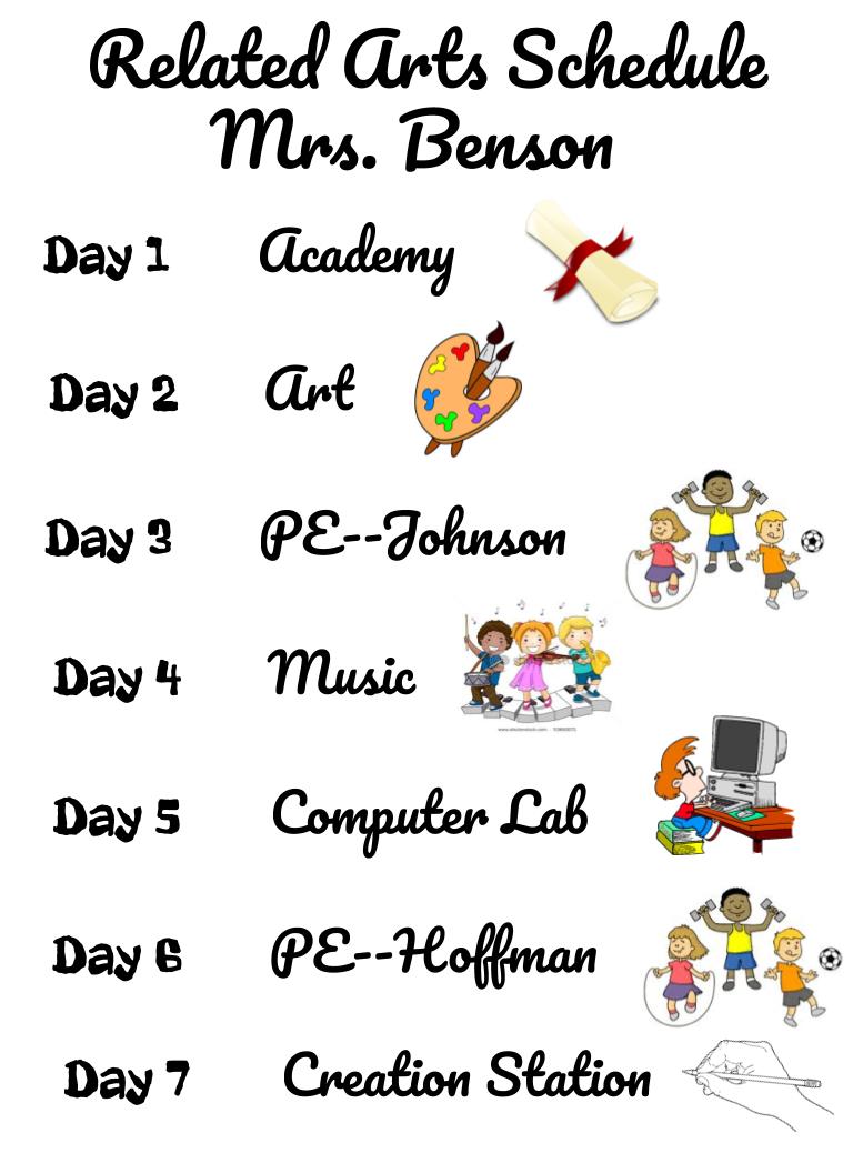 Benson's Best: Related Arts Schedule