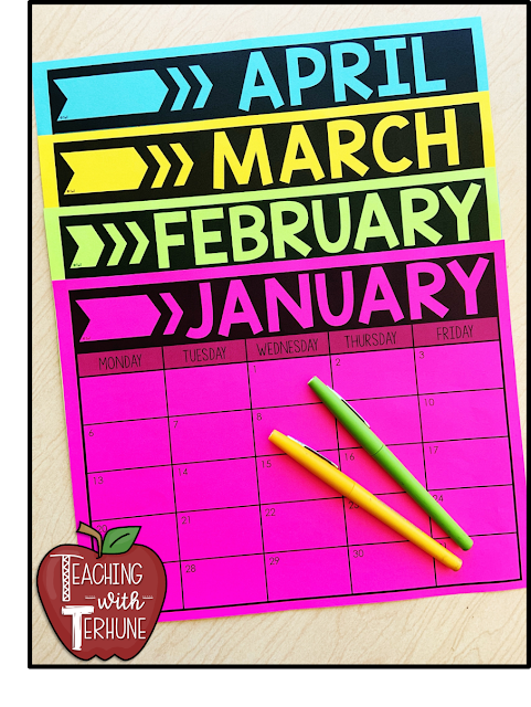 Teaching With Terhune: EDITABLE MONTHLY CLASSROOM CALENDARS