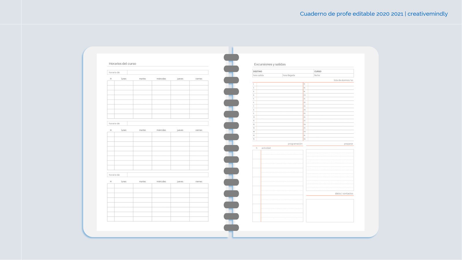 Creative Mindly: Cuaderno del profesor editable