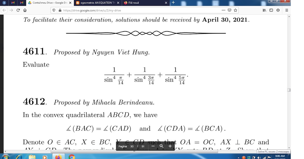ogeometrie: PROBLEM 4611 CRUX MATHEMATICORUM , V47n02