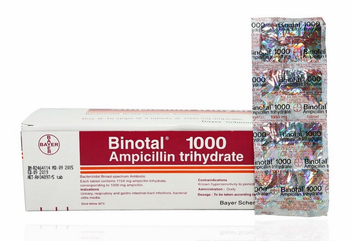 Harga Obat Binotal 1000 Ampicillin Trihydrate Tablet Terbaru 2017