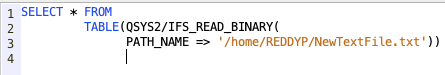 Read data in IFS file from SQL - IBM i