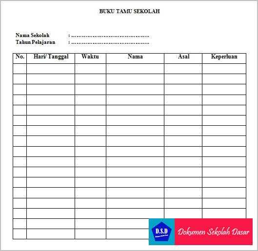 Contoh Format Buku Tamu Sekolah - Dokumen Sekolah Dasar
