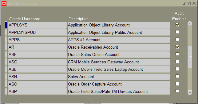 How to Enable Oracle E-Business Suite Audit Trail on Tables