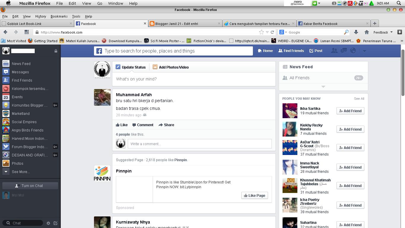 Cara mengubah tampilan terbaru facebook - Jamil 21