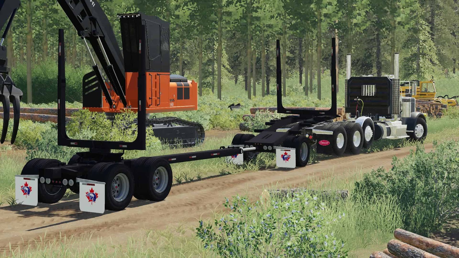 FS19 Pole Trailer and Jeep v1.0 - FS 19 & 22 USA Mods Collection