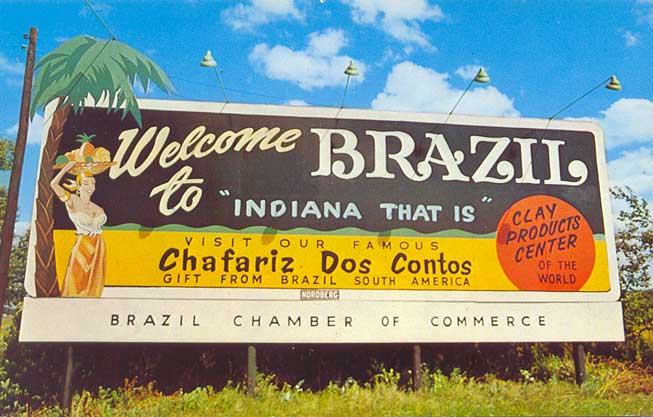 POSTCARDY: the postcard explorer: Welcome to Brazil - Indiana, USA