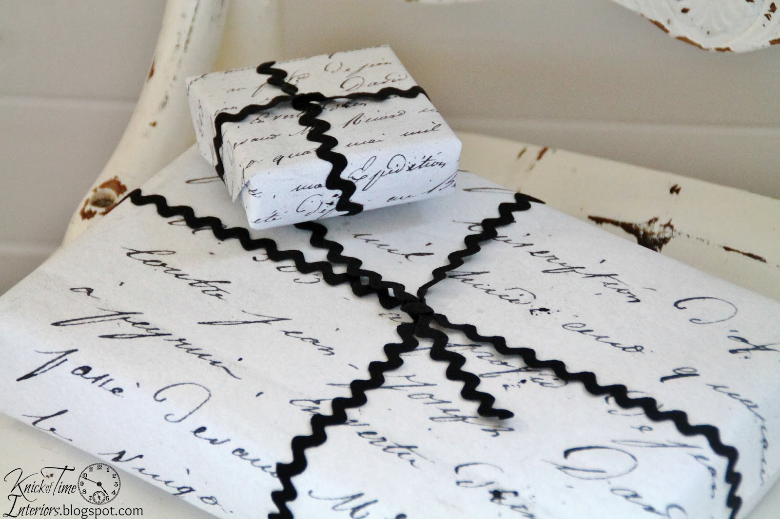 DIY Engineering Print French Letter Gift Wrap - Knick of Time