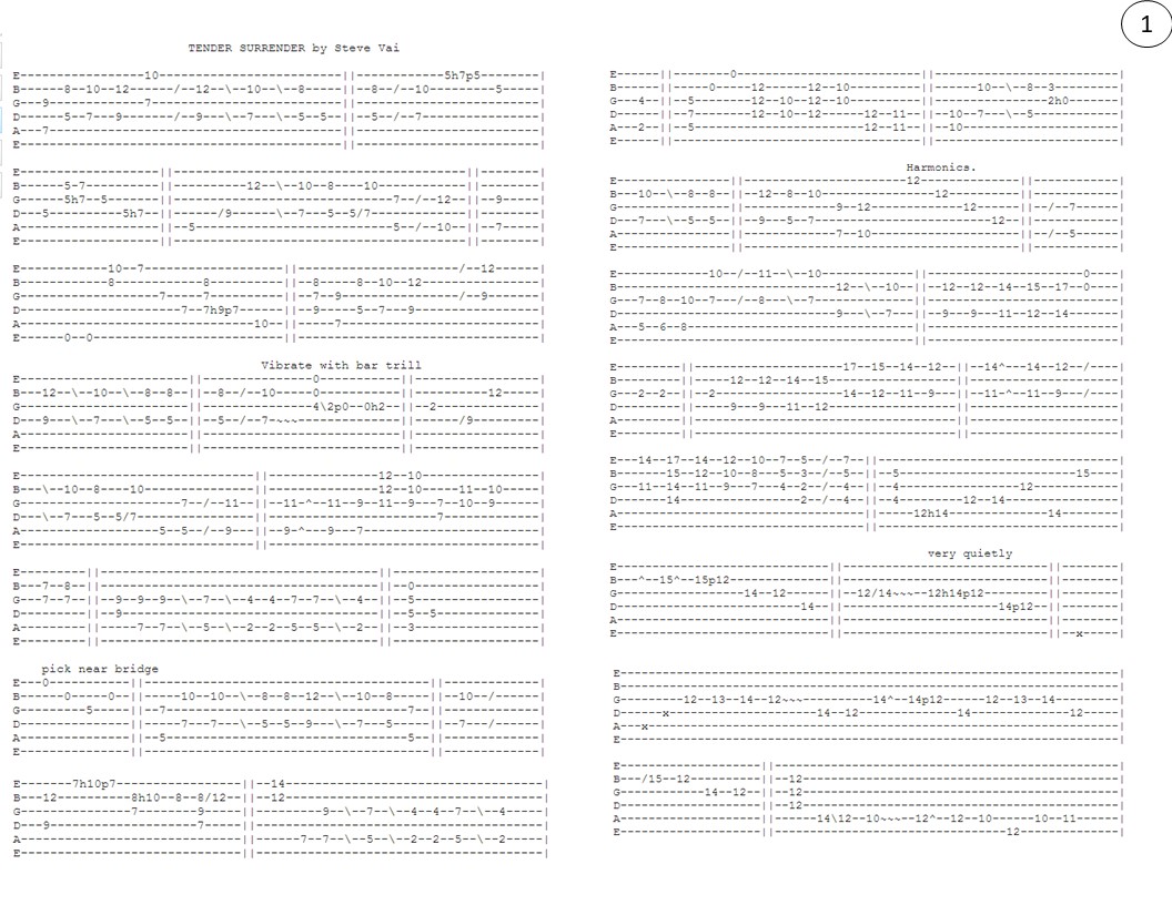 [Mattwins]: Tender Surrender by Steve Vai Guitar Tab