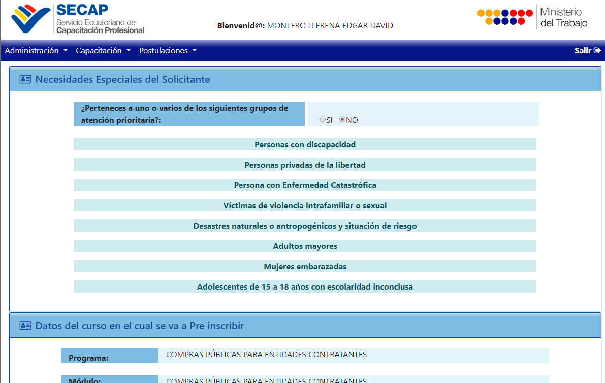 Inscripción en línea Secap explicada en 8 pasos (2020)