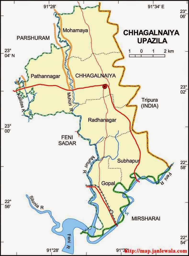 Chhagalnaiya Upazila Map, Feni District, Bangladesh