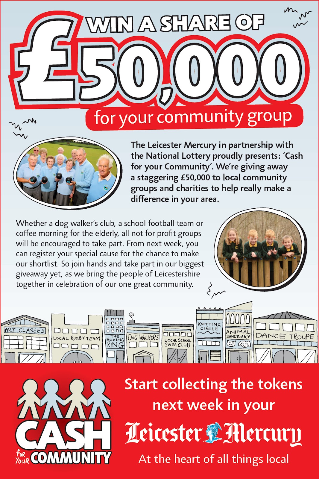 Rachael Smith Illustration: Cash for your Community ad campaign