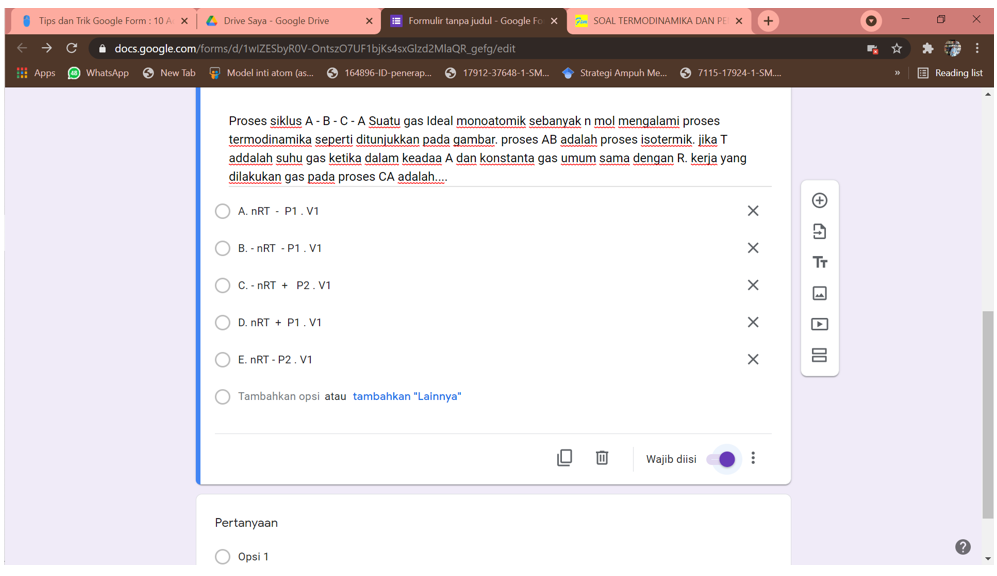 Cara membuat soal dengan menggunakan Google Form