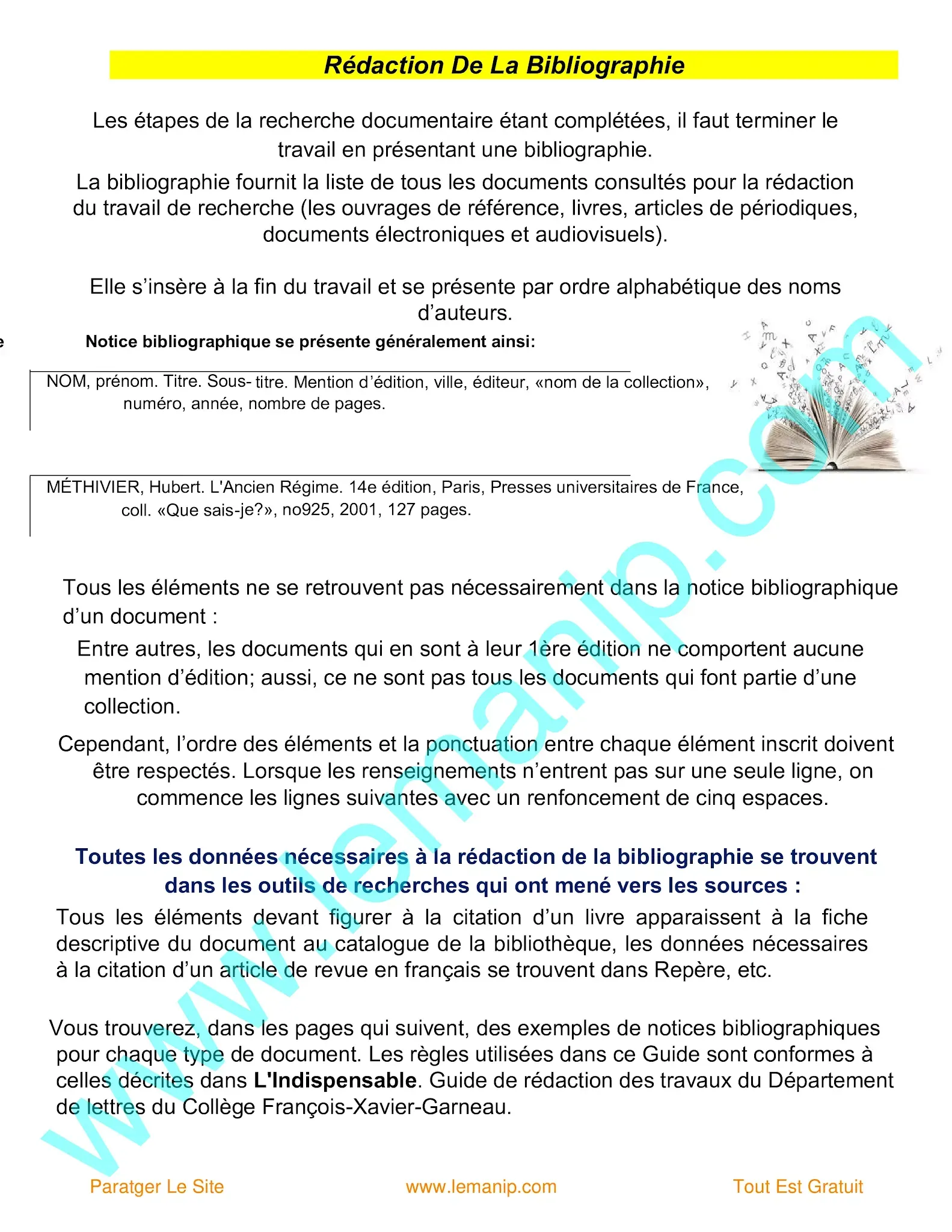 Exemple de bibliographie : Comment